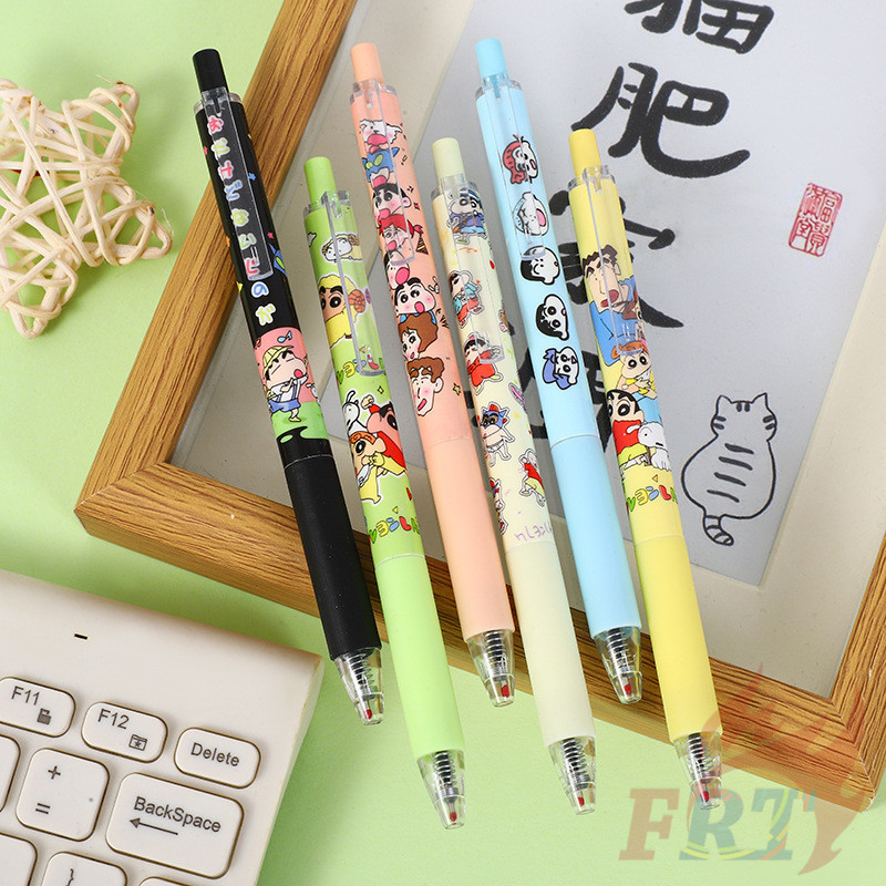 6Pcs/set Cartoon Crayon Shin-chan Pens Anime Gel Ink Pen Neutral Pens ...