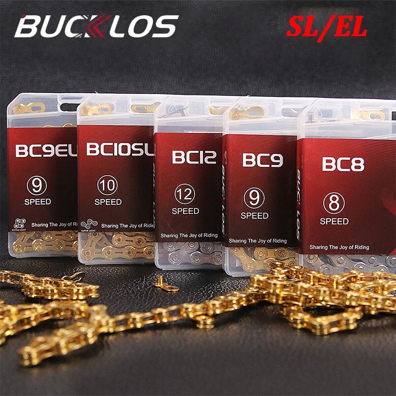 BUCKLOS 9 Speed Chain Bike Chain 8 Speed Light Weight Silver Gold ...