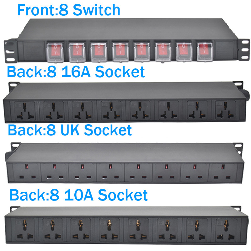 Cabinet Sockets PDU Power Strip Distribution Unit 8-socket output ...