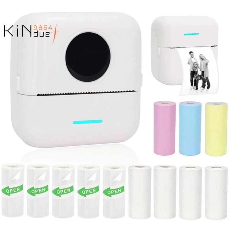 Mini Portable Printer, Inkless Sticker Printer with 12 Rolls Paper ...