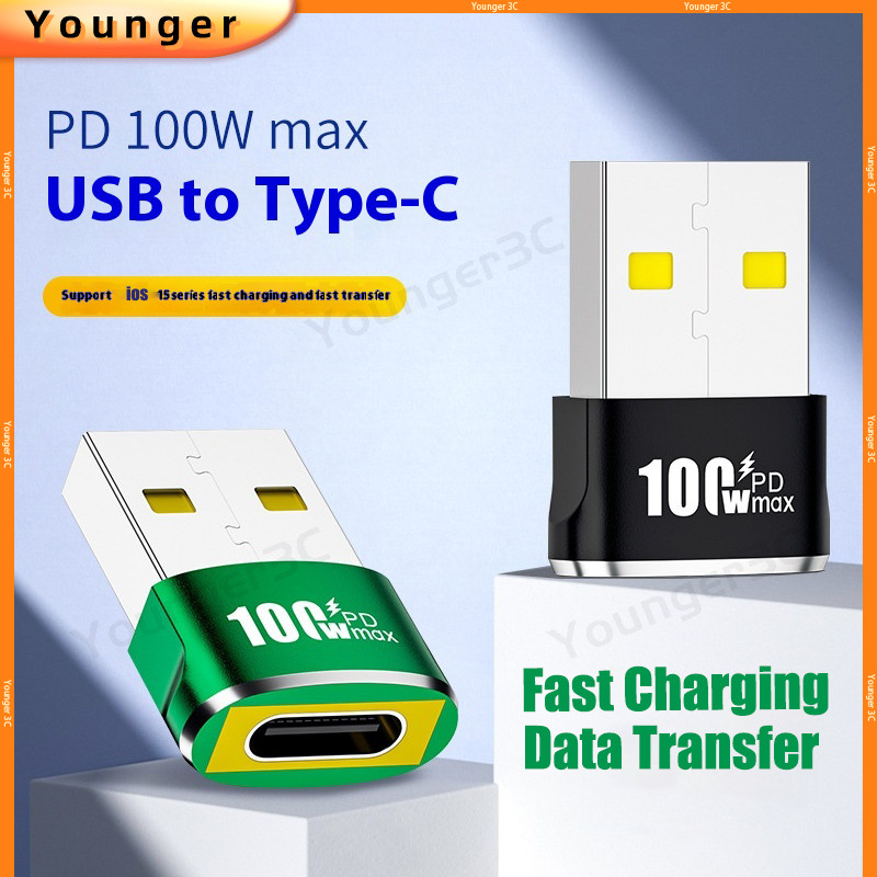 PD100W USB to Type C Fast Charging Adapter,USB C Female to USB A Male ...