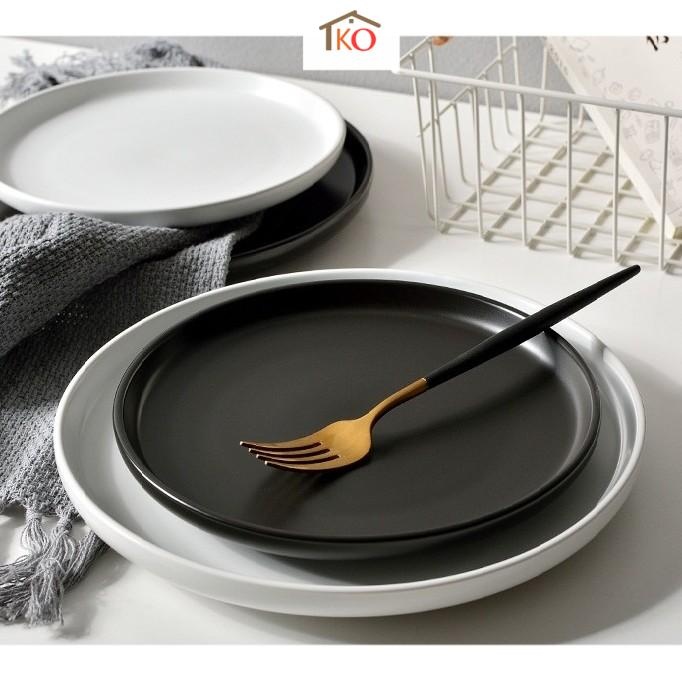 Simple large round plate, black and white, Nordic style, 2 sizes 25cm ...