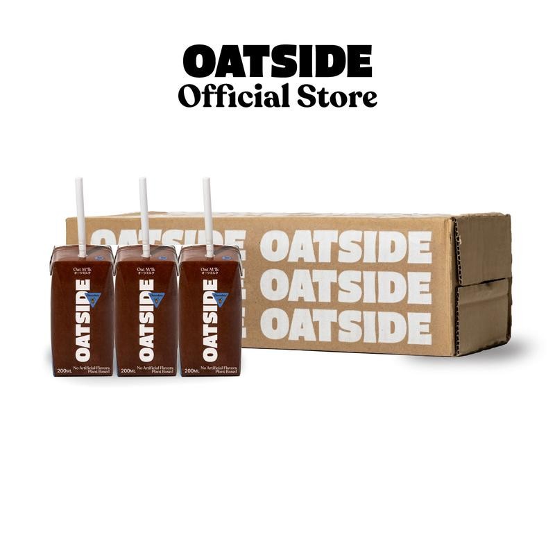 OATSIDE Chocolate Oat Milk with Straw 200ml x 24 - Dairy Free, Rich, Made with Real Cacao (Exp ...