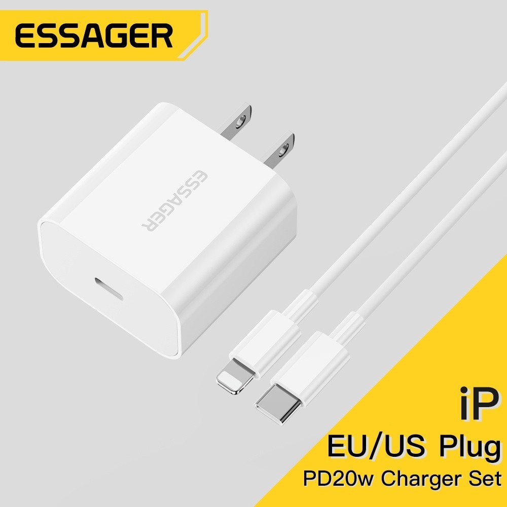 Essager PD20W US/ EU Super Quick Charger Sets for iP 14 13 12 Pro Max | Shopee Singapore