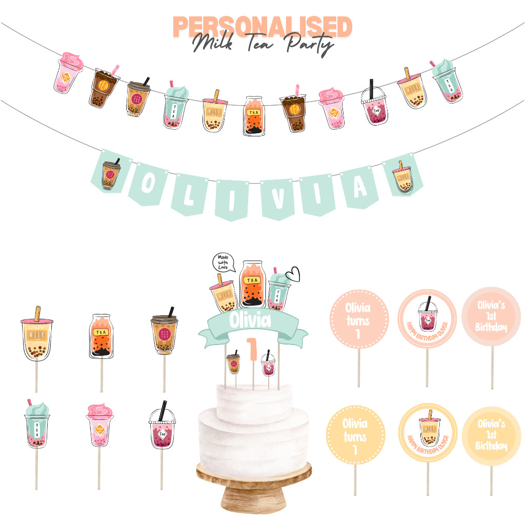 Personalised Boba Milk Tea Bubble Tea Party Decoration Personalized ...