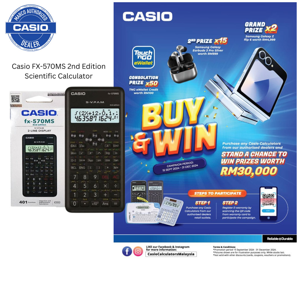 Casio FX-570MS 2 / FX-570MS2 2nd Edition Scientific Calculator (18 ...