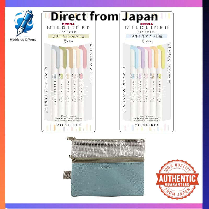 Zebra Mildliner Highlighter Set with Pencil Case (7-Color Set) | Shopee ...