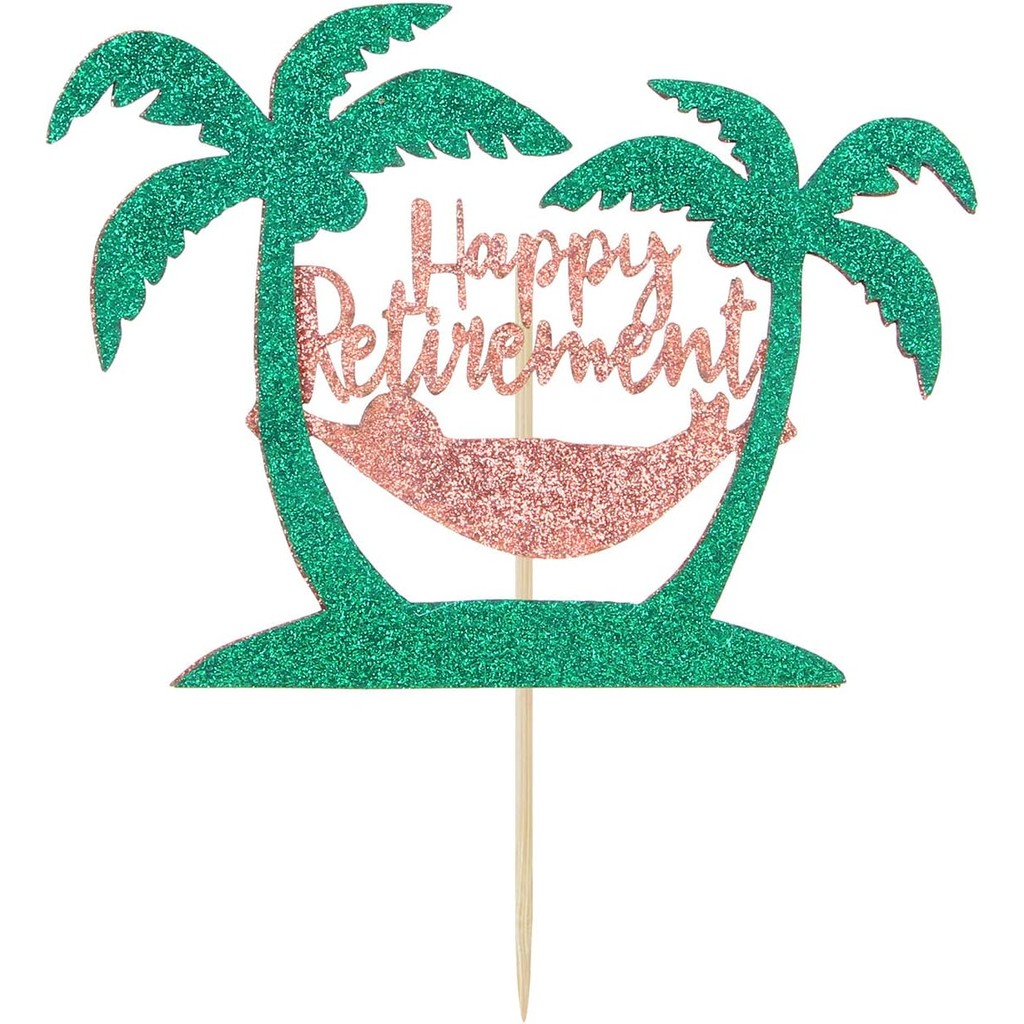 Rose Gold Glitter Happy Retirement Cake Topper, Official Retired Cake ...