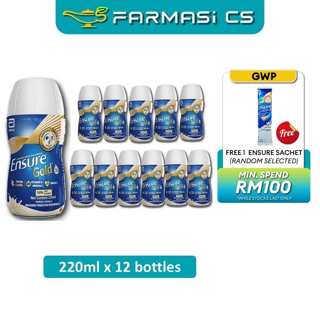 Abbott Ensure Gold Vanilla Flavour 220ml Strength Pro x 12 bottles EXP ...