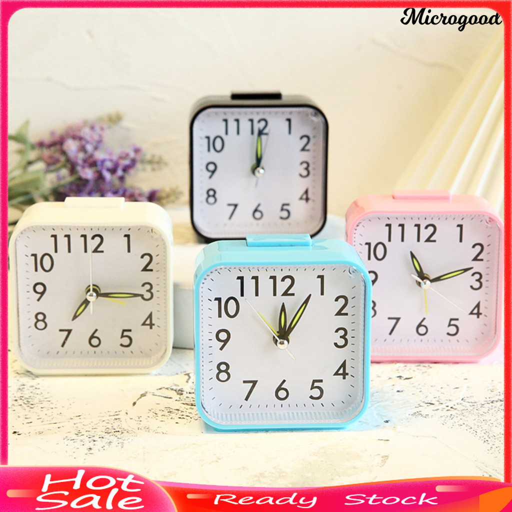 [MIC] Non Ticking Alarm Clock Powered Silent Bedside Clock Night Light ...