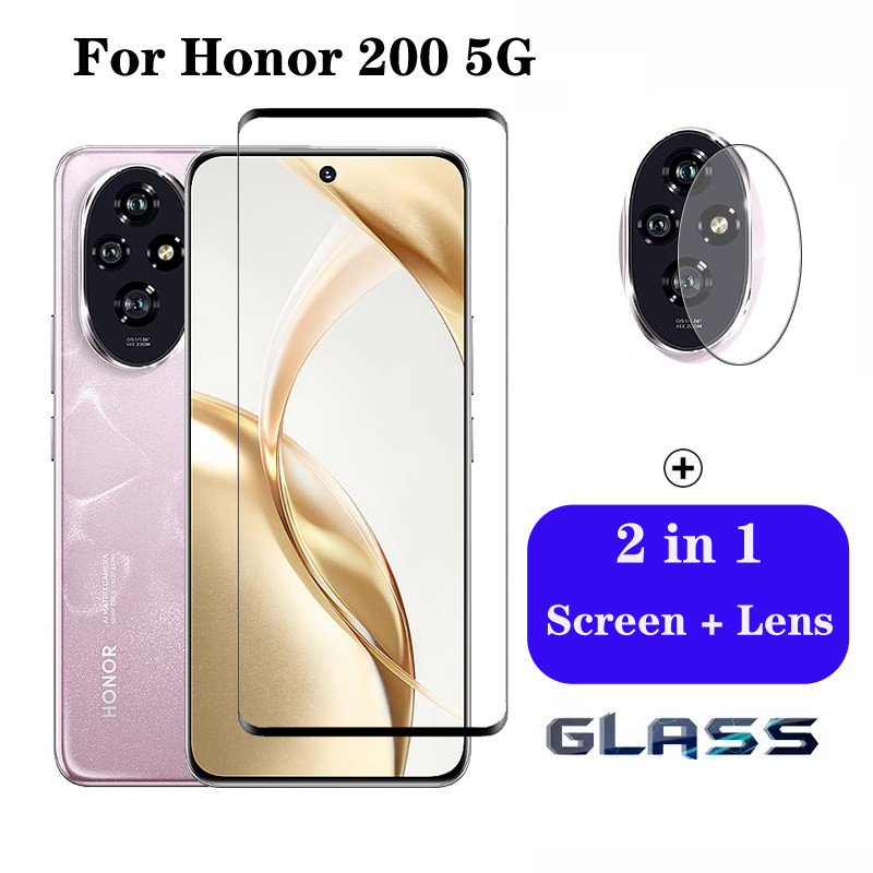 2 In 1 Honor 200 5g Tempered Glass Full Coverage Screen Protector For