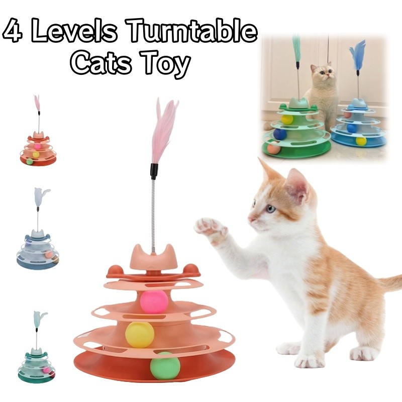 4 Levels Turntable Cats Toy Turntable Roller Balls Cat Toys Cat Toy ...