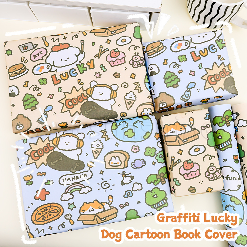 Graffiti Lucky Dog Paper Book Cover - for Kids Party Birthday Holiday ...