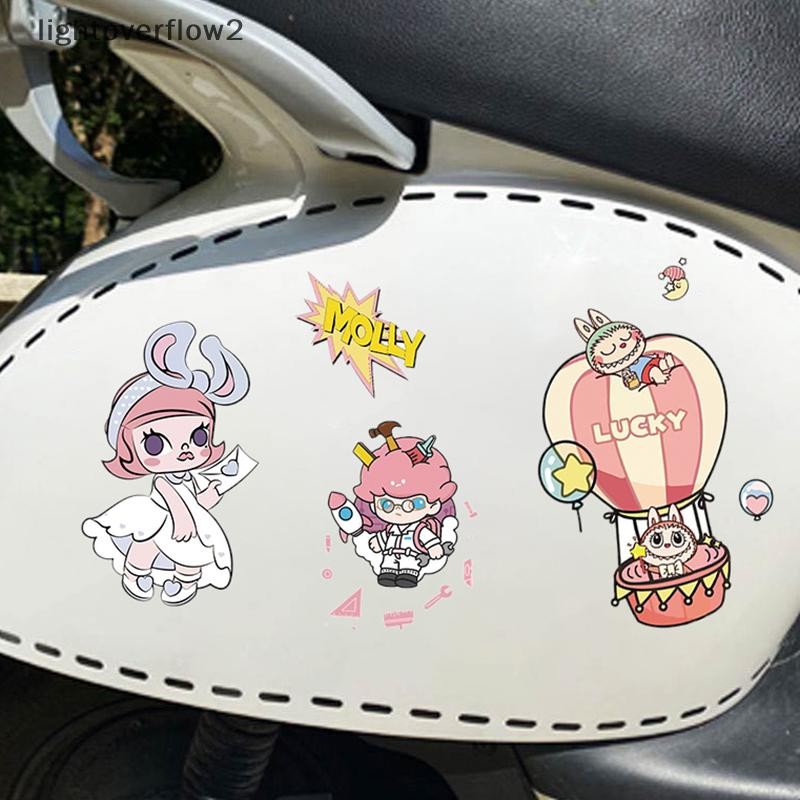 [lightoverflow2] Cute Labubu Cartoon Car Stickers Waterproof Motocross ...