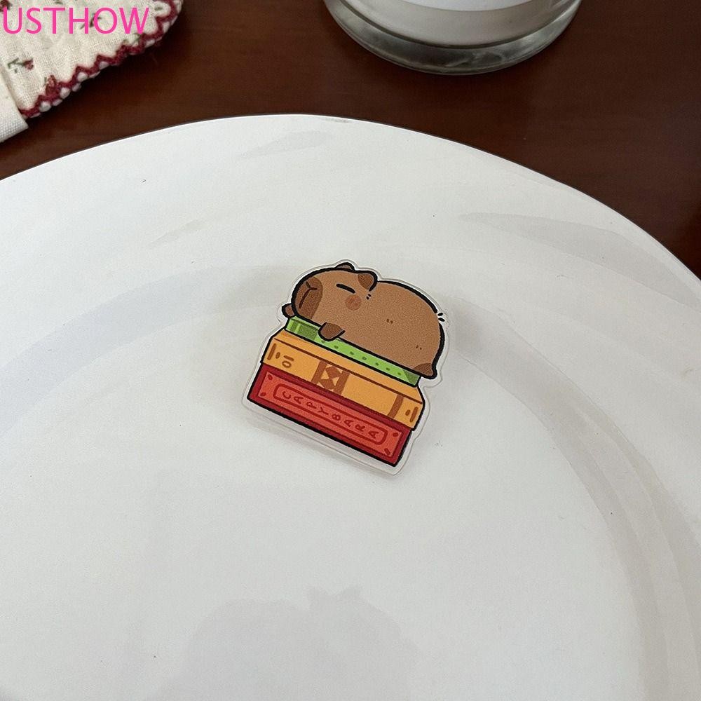 USTHOW Acrylic Capybara Pin, Breastpin Cute Study Capybara Brooch ...