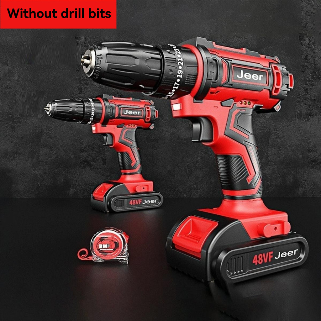 48V Cordless Electric Drill Set LED Power Drill for Wall and Home Use ...