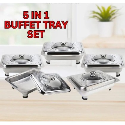 5 in 1 Set Buffet Tray Buffet Kenduri Buffet Pan Food Tray Bekas Lauk ...