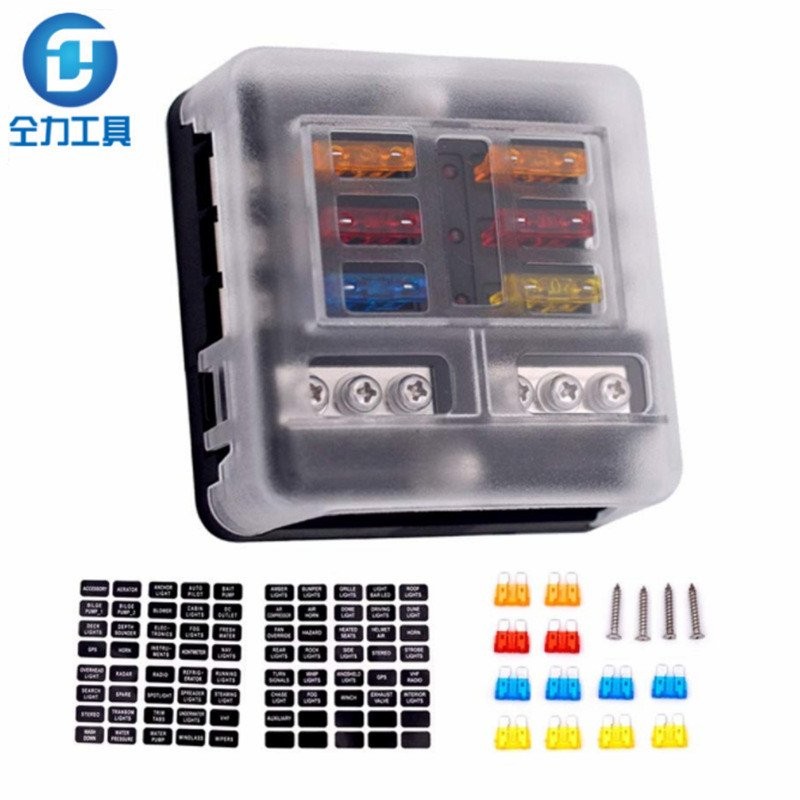 Automotive Multi-way Fuse Box6Road Belt Positive and Negative Pole Fuse ...