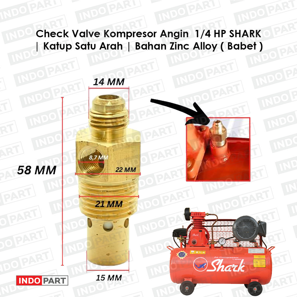 Shark Compressor Check Valve 1/4 hp | Tank Valve | One Way Wind Valve ...