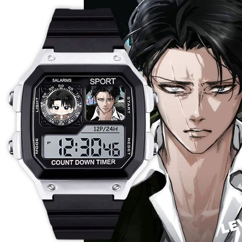 Attack on Titan Levi Small Square Waterproof Watch Student Electronic ...