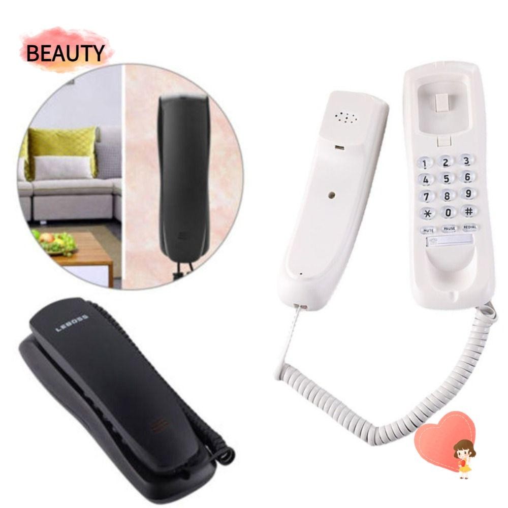 BEAUTY Wired Telephone, Wall Mounted Desktop Corded Phone, Compact ...