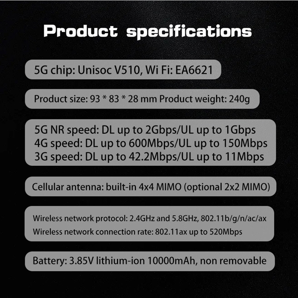 5G WiFi 6 Mobile Hotspot Router with SIM Card Slot Wireless Hotspot ...