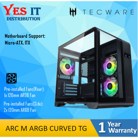 TECWARE ARC M ARGB CURVED TG M-ATX PC Casing BLACK | Shopee Singapore