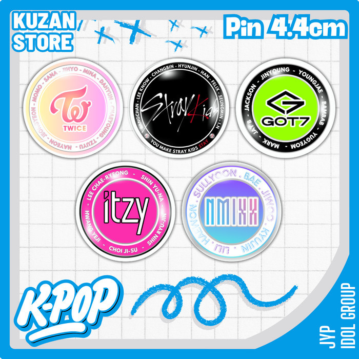 KPOP Logo Pin 4.4 cm (JYP Idol Group Logo) Badge Pin/ Button Pin ...