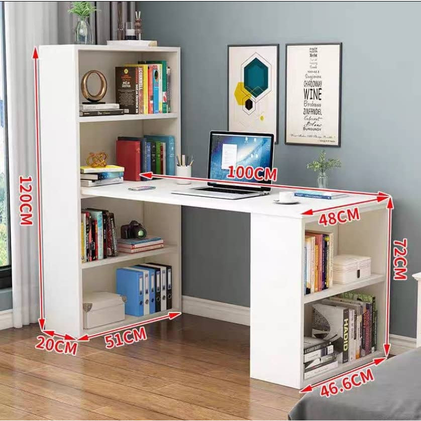 | Modern Study Desk with Bookshelf | Space-Saving Design | Shopee Singapore