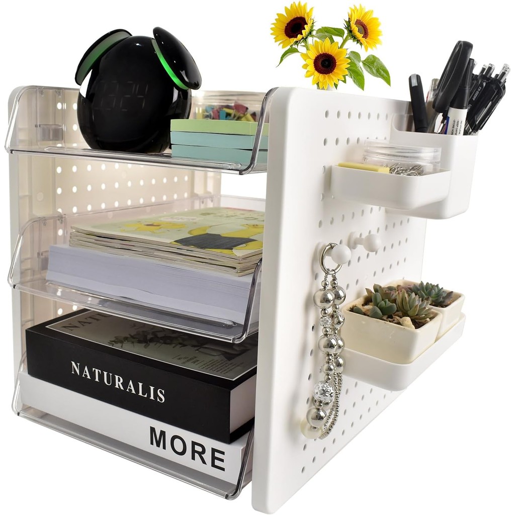 3 Tier Acrylic Desk Organizer,Clear Stackable Desktop Paper Organizer ...