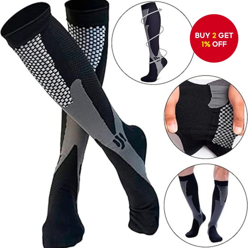 Men's Black Compression Socks - Pain Relief & Blood Circulation Support ...