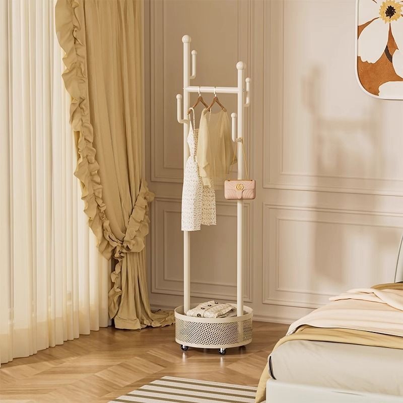 Clothes Hanger Floor Bedroom Small Clothes Rack Household with Wheels ...