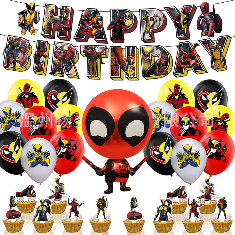 Marvel Avengers Deadpool & Wolverine Theme Happy Birthday Party Decor ...