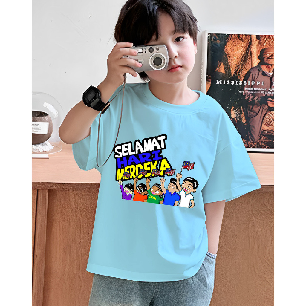 Hari Merdeka Print Fashion T-shirt for Kids - MY13 Cute Cartoon Boy and ...