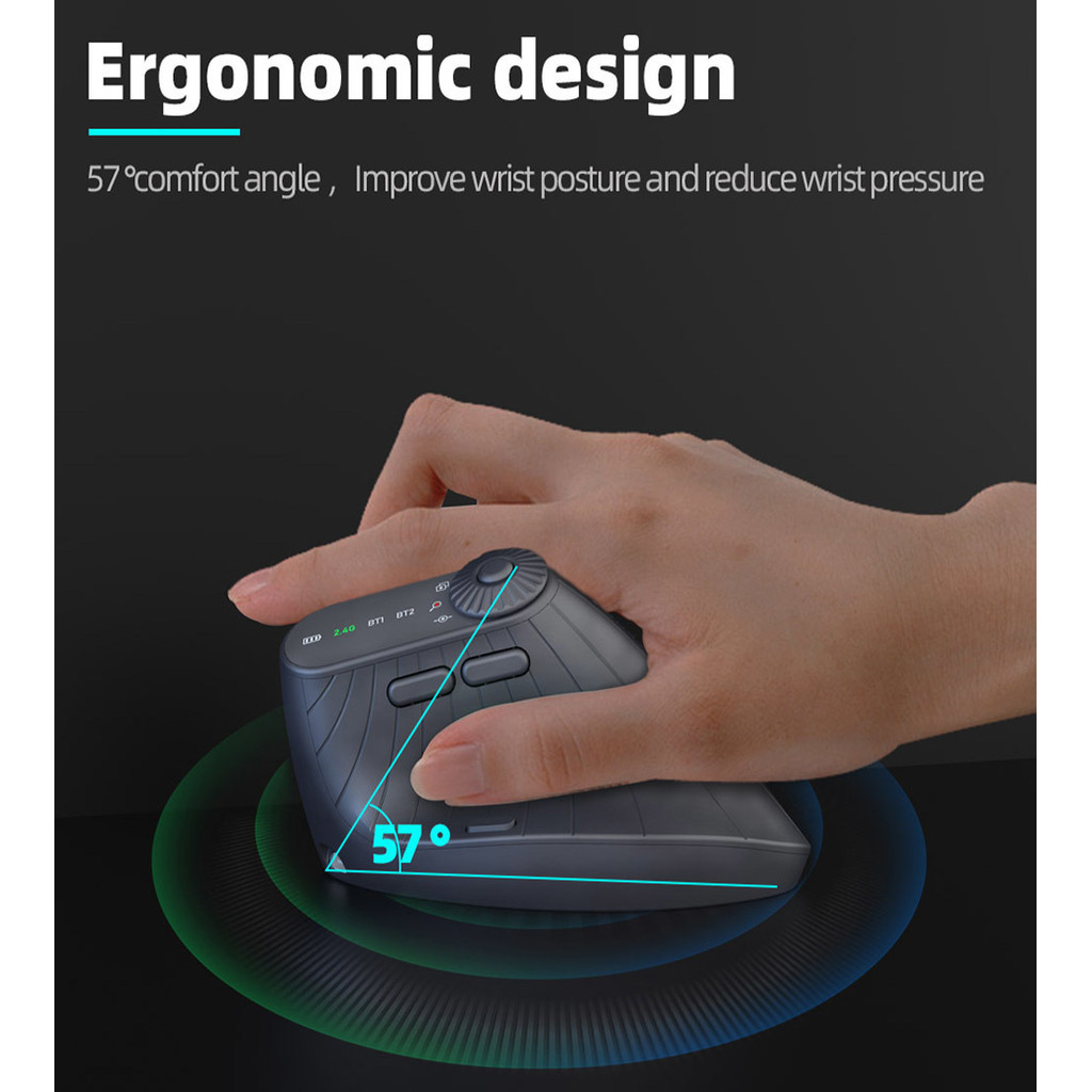 Right Hand Vertical Mouse With Adjustment Knob Rechargeable Bluetooth 2 ...