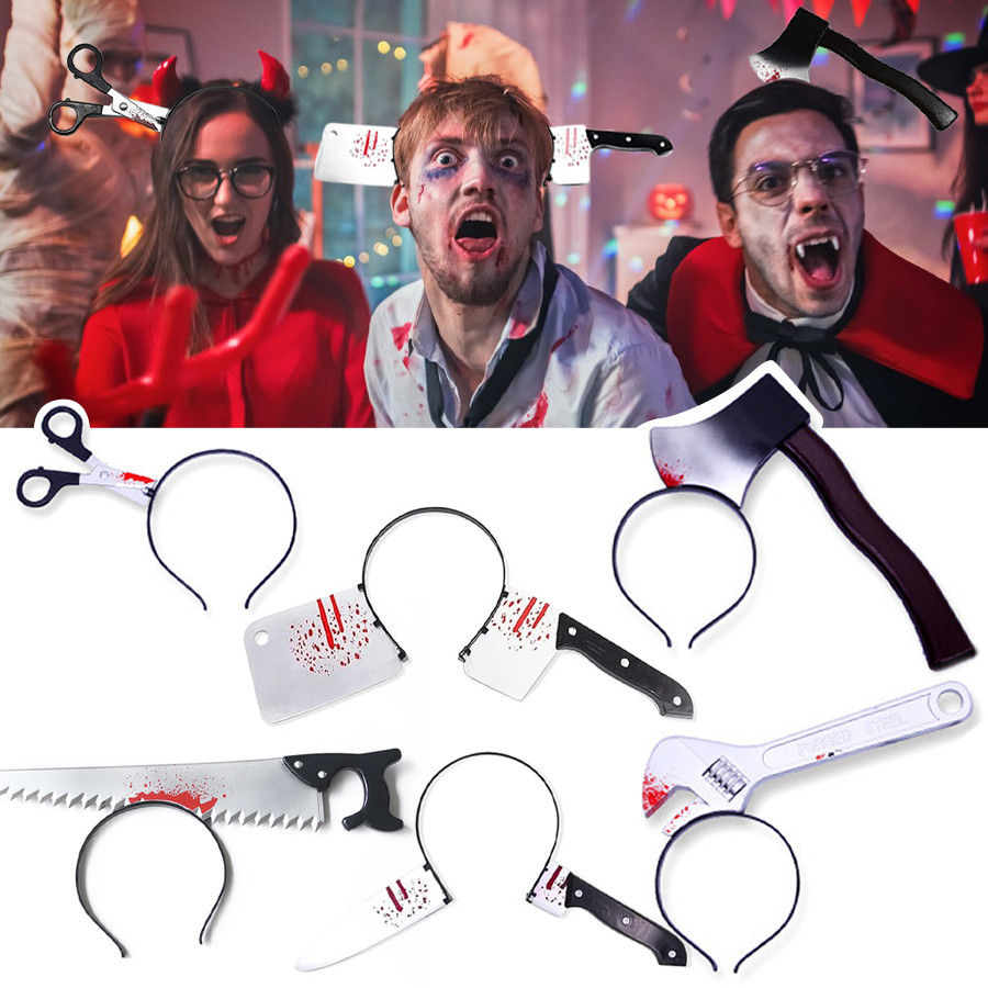 Halloween Horror Wear Head Knife Scissors wrench Terrorist Hairband ...