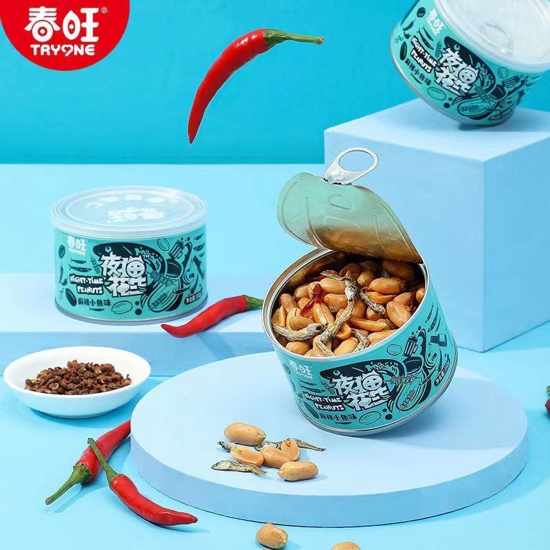 Chunwang Canned Night Cat Small Fish Peanuts Spicy Shrimp Mustard ...