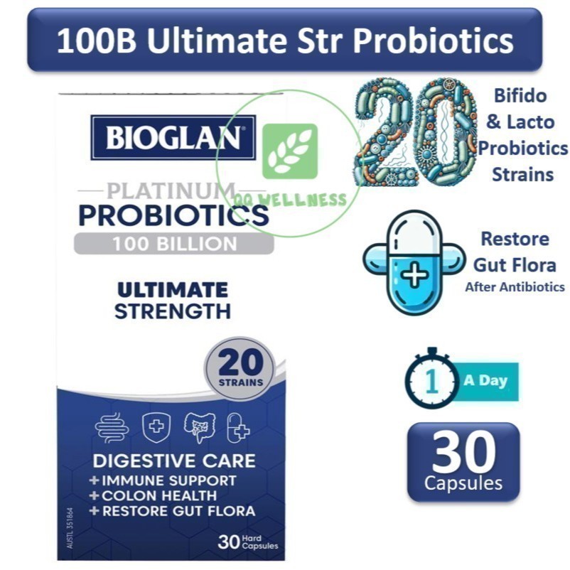Bioglan Platinum Probiotics 100B 30s Ultimate Strength Digestion Immune ...