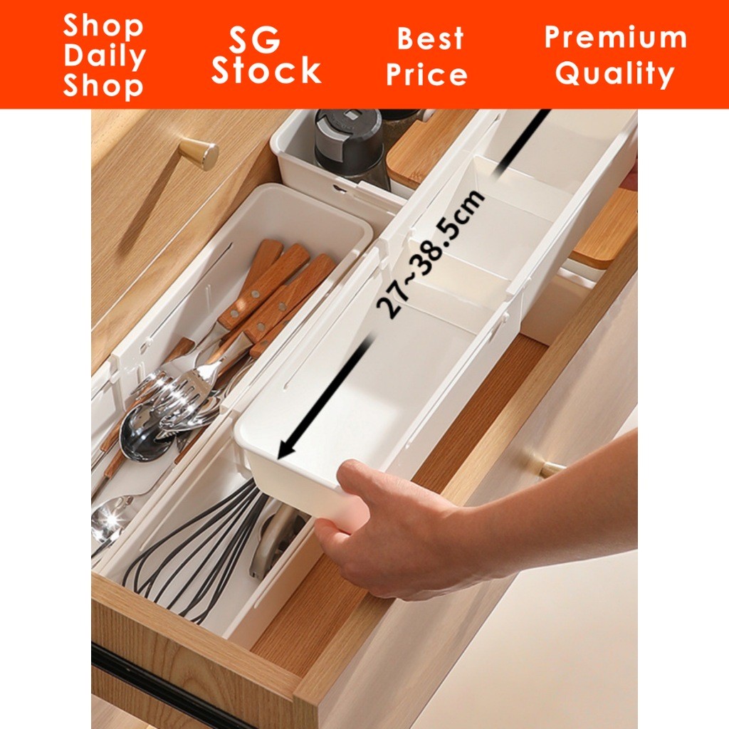 SDS Adjustable Drawer Organizer, Extendable Cabinet Drawer Organizer ...