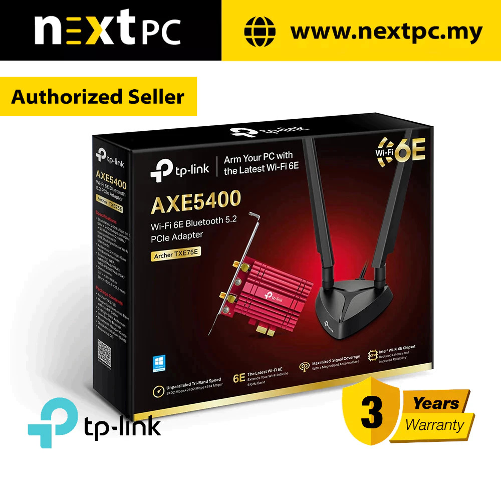 [Ready Stock] TP-LINK Archer TXE75E AXE5400 Wi-Fi 6E Bluetooth 5.2 PCIe ...