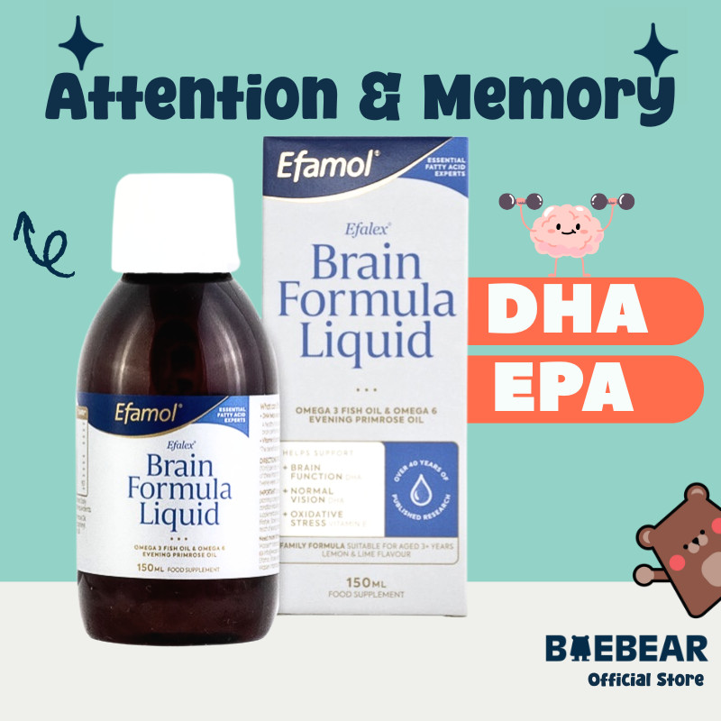 Efamol Brain Formula Liquid 150mL Brain Health High DHA with Vitamin E ...