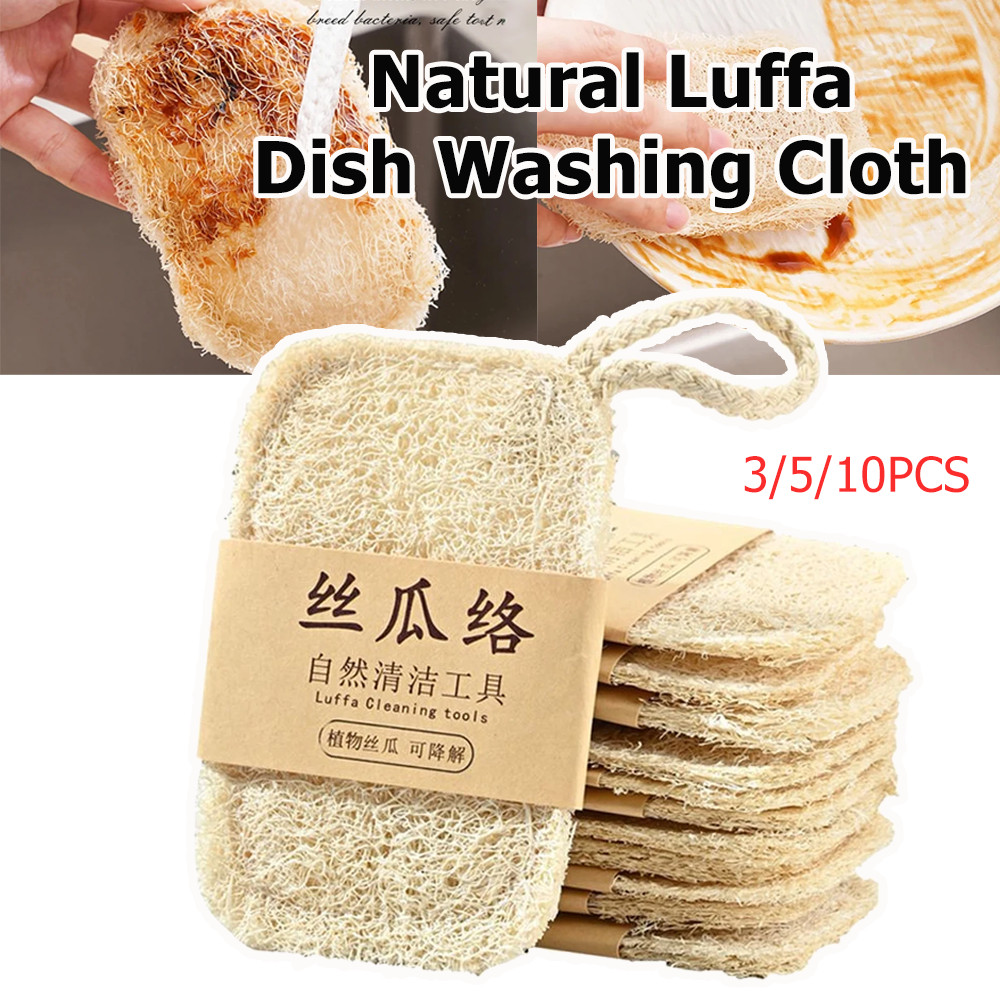 Natural Luffa Dish Washing Cloth Sponge Loofah Scrub Pad Dish Pot Easy ...