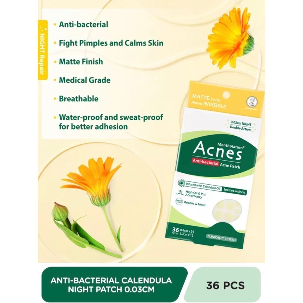 Mentholatum Acnes Anti-Bacterial Night Acne Patch (36s ) | Shopee Singapore