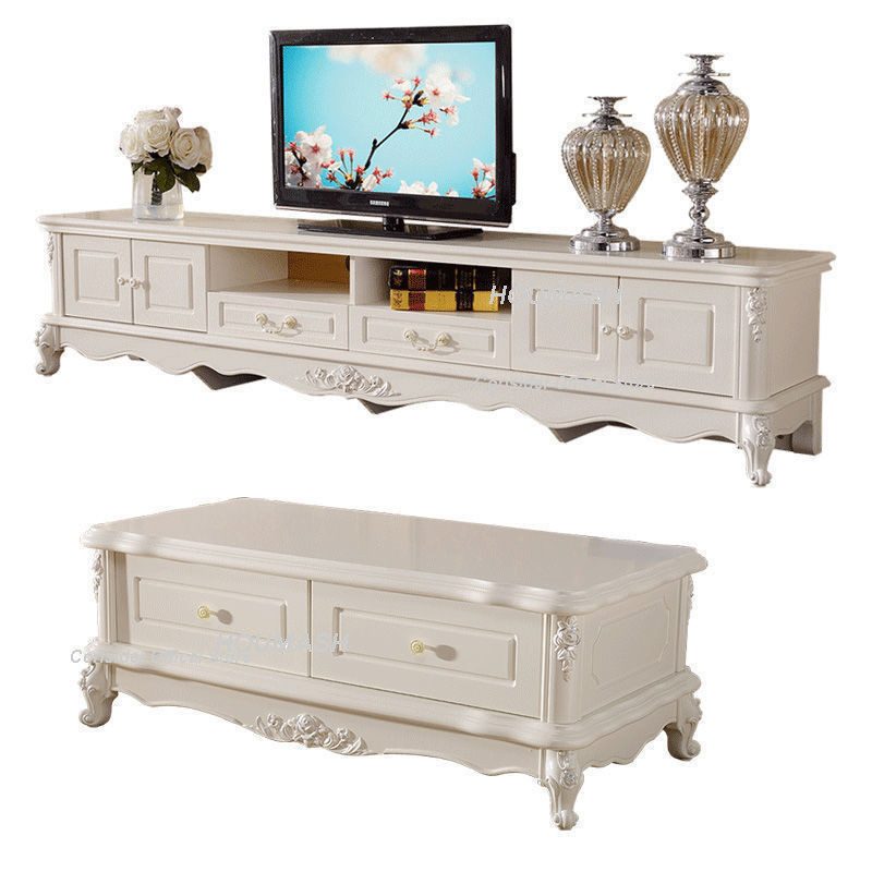 European Style TV Cabinet Coffee Table TV Console Storage Cabinet ...