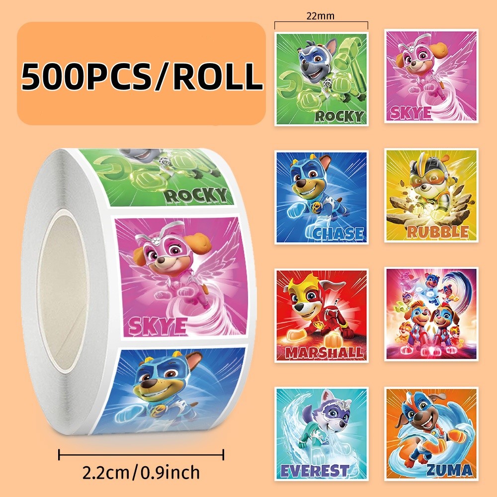 Paw Patrol 8 Sheets - Square Design, 500 Stickers in Total | Shopee ...