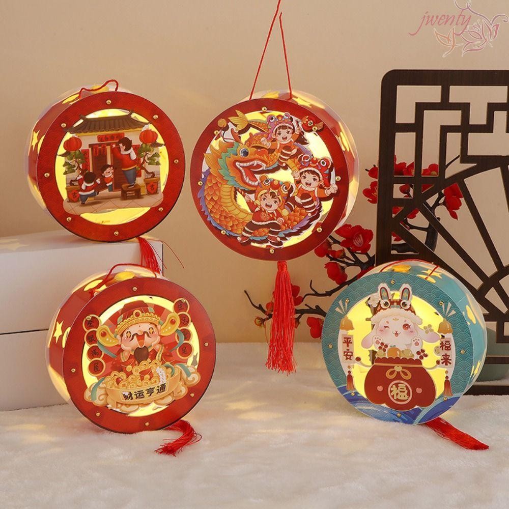 JWENTY Lantern DIY Materials, With LED Light Handmade Chinese Style ...