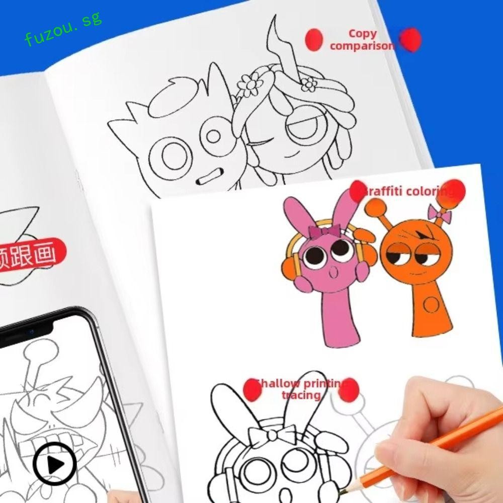 FUZOU Graffiti Copy Sketch Book, Tracing Painting Sprunki Cartoon ...