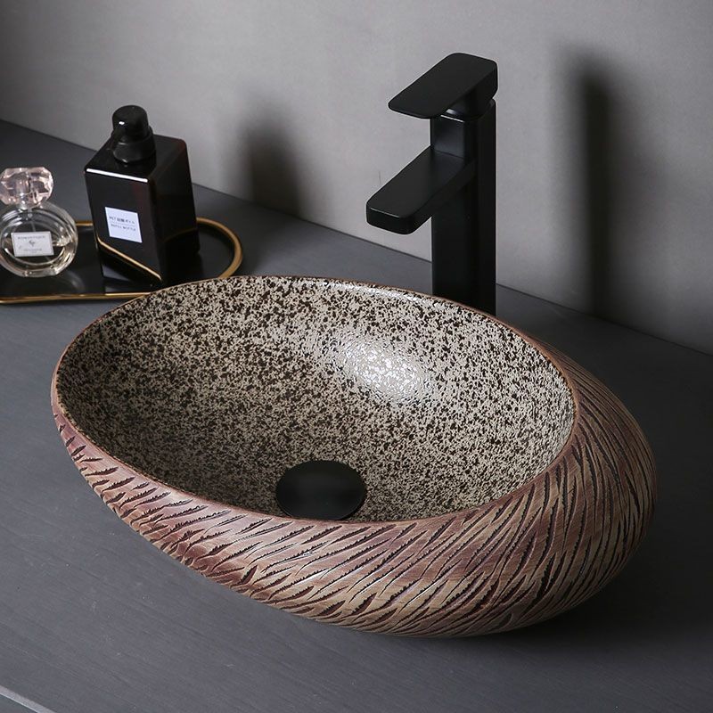Nordic Industrial Style Countertop Basin Creative Oval-Shaped Balcony ...