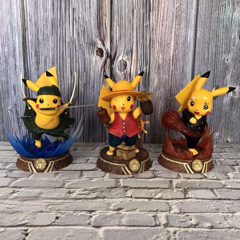 Pikachu COS One Piece Three Battle Styles Luffy Sanji Zoro Pokemon ...