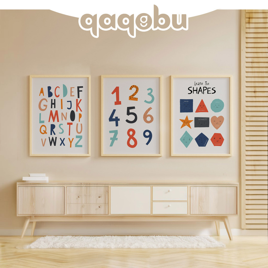 KAYU Package of 3 PCS Wooden Frame Posters A3 Alphabet Posters ...